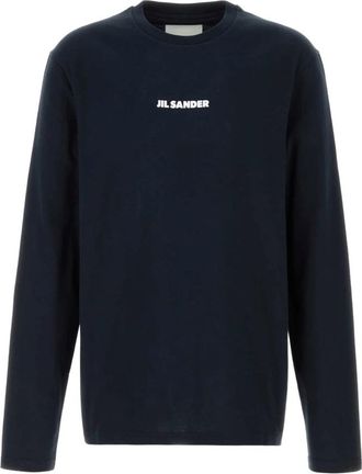 Jil Sander Homme, Tops, Bleu, Taille: L Long Sleeve Cotton T-Shirt