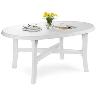 Dmora Dmora Modularer ovaler Tisch, Made in Italy, 165 x 110 x 72 cm, Wei&szlig;e Farbe