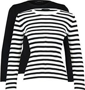 Trendyol Pull tricoté Noir et Multicolore Sweater, XL Femme