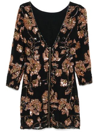 LouLou robe courte brodée de sequins - Noir