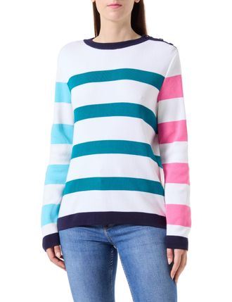 Armor Lux Damen Color Block Pullover, Weiß/Deepl/Aquas/Petunia, Medium
