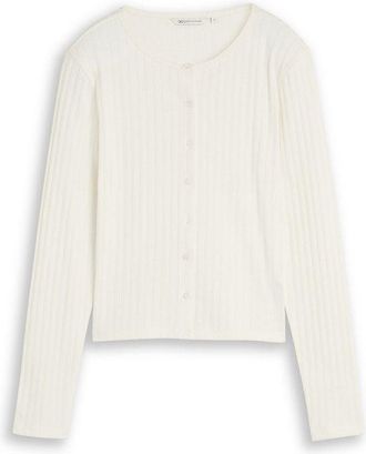 Tom Tailor Langarmshirt T-Shirt Pointelle Cardigan mit Knopfleiste