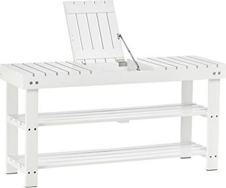 HOMCOM Banc à Chaussures, Meuble à Chaussures en Bois à 3 Niveaux avec étagère de Rangement et Compartiment caché, Banc dentrée pour Couloir, Chambre, 90 x 2