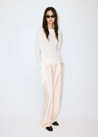 Mango Pull en maille fine avec naud blanc cass&eacute; - Femme - XXS - MANGO