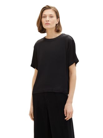 Tom Tailor Damen 1036700 Basic Satin Bluse, 14482-Deep Black, 44