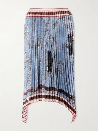 Acne Studios Jupe Midi Pliss&eacute;e En Satin Imprim&eacute; - Bleu