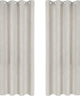Deconovo Blickdichte Vorhänge Verdunkelungsgardinen für Schlafzimmer Extra Warm Moderne Gardinen für Kinderzimmer, 175x140 cm(HöhexBreite), Creme, 2er Set