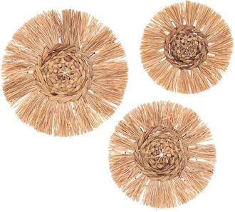 Atmosphera Atmosphera - Set aus 3 Wanddekorationen - Bast D25 cm - Beige