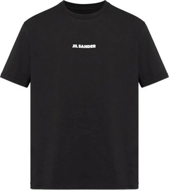 Jil Sander Homme, Tops, Noir, Taille: XL T-shirt ras du cou &agrave; manches courtes avec logo