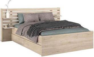 Parisot Lit 140 x 190/200 cm avec rangements - Coloris : Naturel - tenalia ii