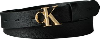 Calvin Klein Damen FACET CK BUCKLE PEBBLE STRAP 25M LV04F7060G G&uuml;rtel, Schwarz (Schwarz/Antik-Hellgold), 115, Schwarz (Schwarz/Antik-Hellgold), 115 cm