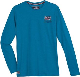 Redfield Langarmshirt Große Größen Herren Langarmshirt Brustprint maritim türkisblau