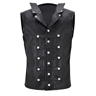 Generic Gilet vintage style court pour homme avec col boutonn&eacute; - Confortable - Style r&eacute;tro - Pour gentleman et &eacute;l&eacute;gant, Noir, XXX-Large