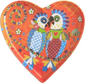 Maxwell & Williams Beilagenteller in Herzform, mit Fanclub Motiv, in Geschenkbox, Porzellan, Orange, 15,5 cm, Love Hearts von Donna Sharam