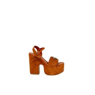Guess Femme, Chaussures, Brun, Taille: 41 EU Sandale à talon en daim marron