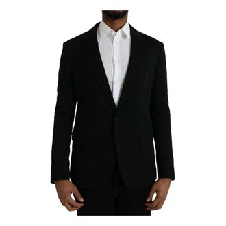 Dolce & Gabbana Schwarzer Wollmantel Blazer - - Jackets - Herren - Schwarzk - L