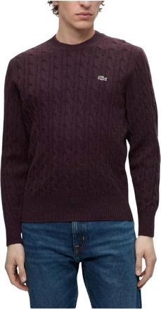 Lacoste Pullover mit Rundhalsausschnitt im Zopfmuster - - Knitwear - Herren - Lila - M
