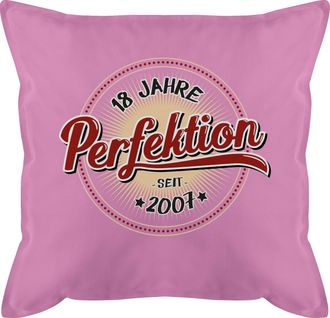 Shirtracer Kissen 50x50 - 18. Geburtstag - Achtzehn Jahre Perfektion seit 2007 - 50 x 50 cm - Pink - geschenk für 18 jährigen jungen zum 18ten 2004 männerkissen 