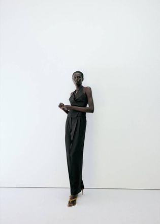 Mango Gilet halter crois&eacute; noir - Femme - XXS - MANGO