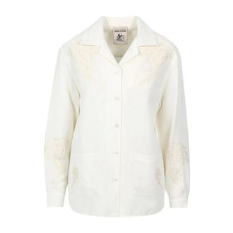 Semicouture Chemise &agrave; broderies florales - Femme - Blouses et Chemises - Blanc - Taille: 42 FR