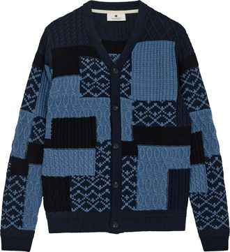 Anerkjendt Cardigan Aksvend Patchwork Fibres Recycl&eacute;es Anerkjendt