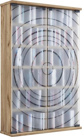 VCM Holz CD DVD Stand Regal | platzsparender CD Schrank mit 2 ESG-Sicherheitsglastüren für 300 CDs oder 130 DVDs oder 72-Videos | Maße: H. 92 x B. 60 x T.