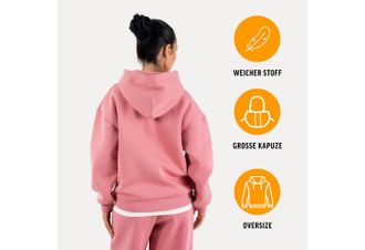 Smilodox Hoodie Thalea Kapuzenpullover Damen Oversize Fit mit K&auml;ngurutasche Relaxed Fit, Weiches Sweat Material, Logo-Stitching, Gym & Freizeit
