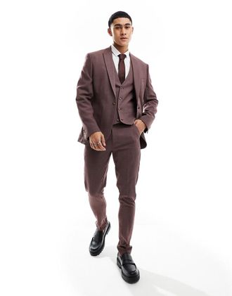 Asos Wedding - Veste de costume ajust&eacute;e micro-textur&eacute;e - Bordeaux-Rouge
