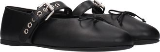 Miu Miu Buckled Leather Flat - Black