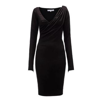 J.W.Anderson Schwarzes Kleid mit R&uuml;schen und V-Ausschnitt - - Dresses - Damen - Schwarzk - S