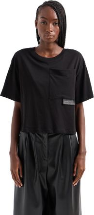A|X Armani Exchange Damen Milano Edition Pocket T-Shirt, Schwarz, X-Groß