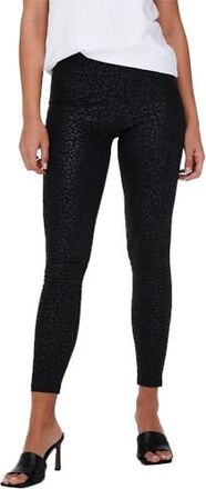 Only Onlshine Legging Noos Pantalons, Noir/imprimé léopard, L Femme