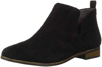 Dr. Scholls Shoes Womens Rate Ankle Boot, Black Perforated Microfiber Suede, 8.5 Wide US