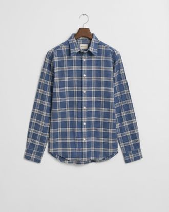 GANT Herren Regular Fit Melange Flanellhemd mit Karomuster (XXXL) DENIM Blau MELANGE