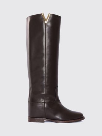 Via Roma 15 Bottes hautes au genou en cuir de veau &agrave; talon moyen