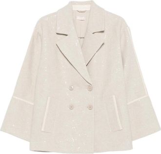 Liu Jo Femme, Vestes, Blanc, Taille: 36 FR Manteau Naturel Élégant Aw25