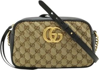 Gucci Sac bandouli&egrave;re GG Marmont en toile GG Pre-owned - Femme - Pre-owned - Beige - Taille: ONE Size