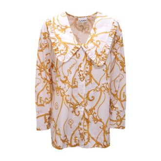 Ganni Oversize Hemd in Egret-Farbe - - Blouses & Shirts - Damen - Mehrfarbig - XS