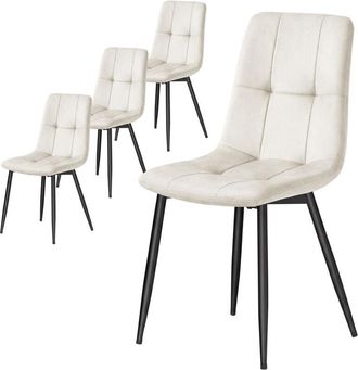 Vasagle Lot de 4 Chaises Rembourr&eacute;es en Velours, Chaises de Salle &agrave; Manger, Pieds R&eacute;glables, pour Cuisine, Salon, Beige