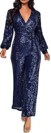 Generic Combinaison &agrave; paillettes pour femme - Combinaison d&eacute;t&eacute; pour femme - Manches longues - Petite combinaison pour femme - Taille 42 - Combinaison de sorti