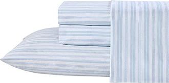 Laura Ashley Home - Bettwäsche-Set für King-Size-Bett, weiches Satin-Baumwoll-Bettwäsche-Set, schlank, glatt und atmungsaktiv, Heimdekoration, Farnblau