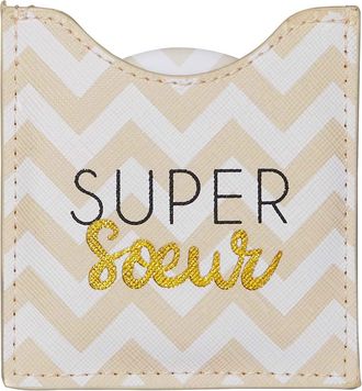 Draeger Draeger - Spiegel Super Schwester - Runder Taschenspiegel zum Mitnehmen Geburtstag, f&uuml;r alle Anl&auml;sse - Ma&szlig;e 8,5 cm x 8 cm