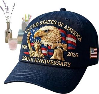 Generic Chapeaux patriotiques pour homme - Chapeau commémoratif réglable du 250e anniversaire pour homme et femme, sports quotidiens, événements de plein air,