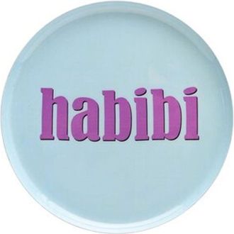 Gift Company Love Trays, Dekotablett, XS, Motiv: Habibi, rund, hellblau