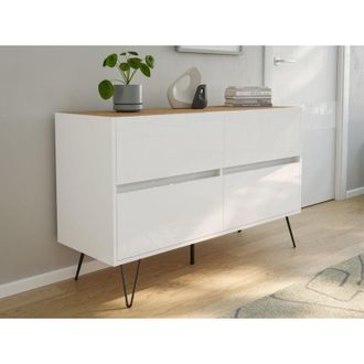Magnolia Home Kommode Dion 120cm 4 SoftClose Schubladen Wei&szlig;/Eiche Top