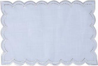 Villa D'Este Home Tivoli Tischset, weiß, 30 x 45 cm, Polyester, gewellter Rand, silberfarben, Xmas