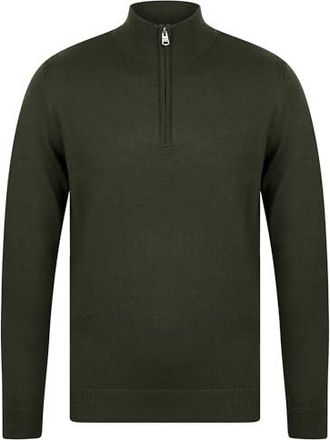 Kensington Eastside Pull &agrave; col chemin&eacute;e et fermeture &eacute;clair 1/4 pour homme, Kaki Amazonie, XL
