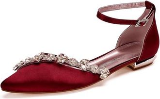 Generic Chaussures Mari&eacute;e Plates Confortable Femme Confortable Plates Mariage Chaussures Plate Mariee Robe 2Cm,Burgundy,42 EU