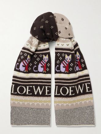 Loewe Schal Aus Einer Wollmischung Mit Intarsienmuster - Mehrfarbig