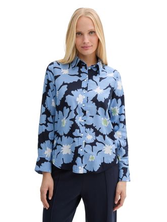 Tom Tailor Damen Hemdbluse mit Muster, 37195 - Navy Paper Cut Design, 34